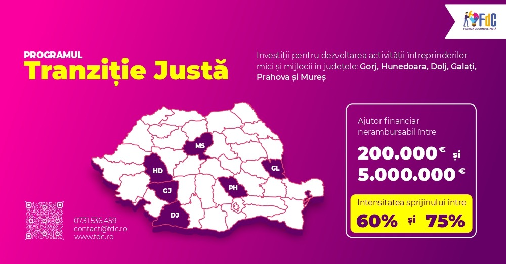 PROGRAMUL TRANZIȚIE JUSTĂ - INVESTIȚII PENTRU DEZVOLTAREA IMM - Fabrica ...